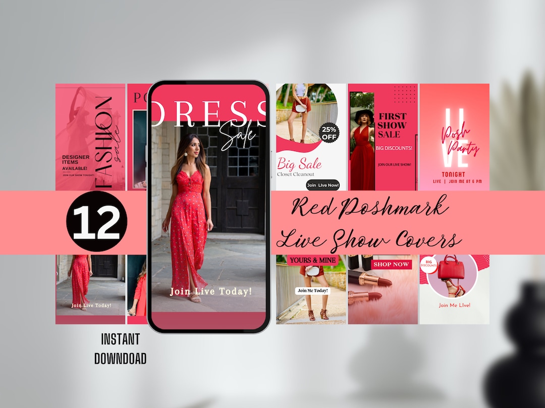 Poshmark Show Cover Images Red Posh Show Covers Poshmark Live - Etsy