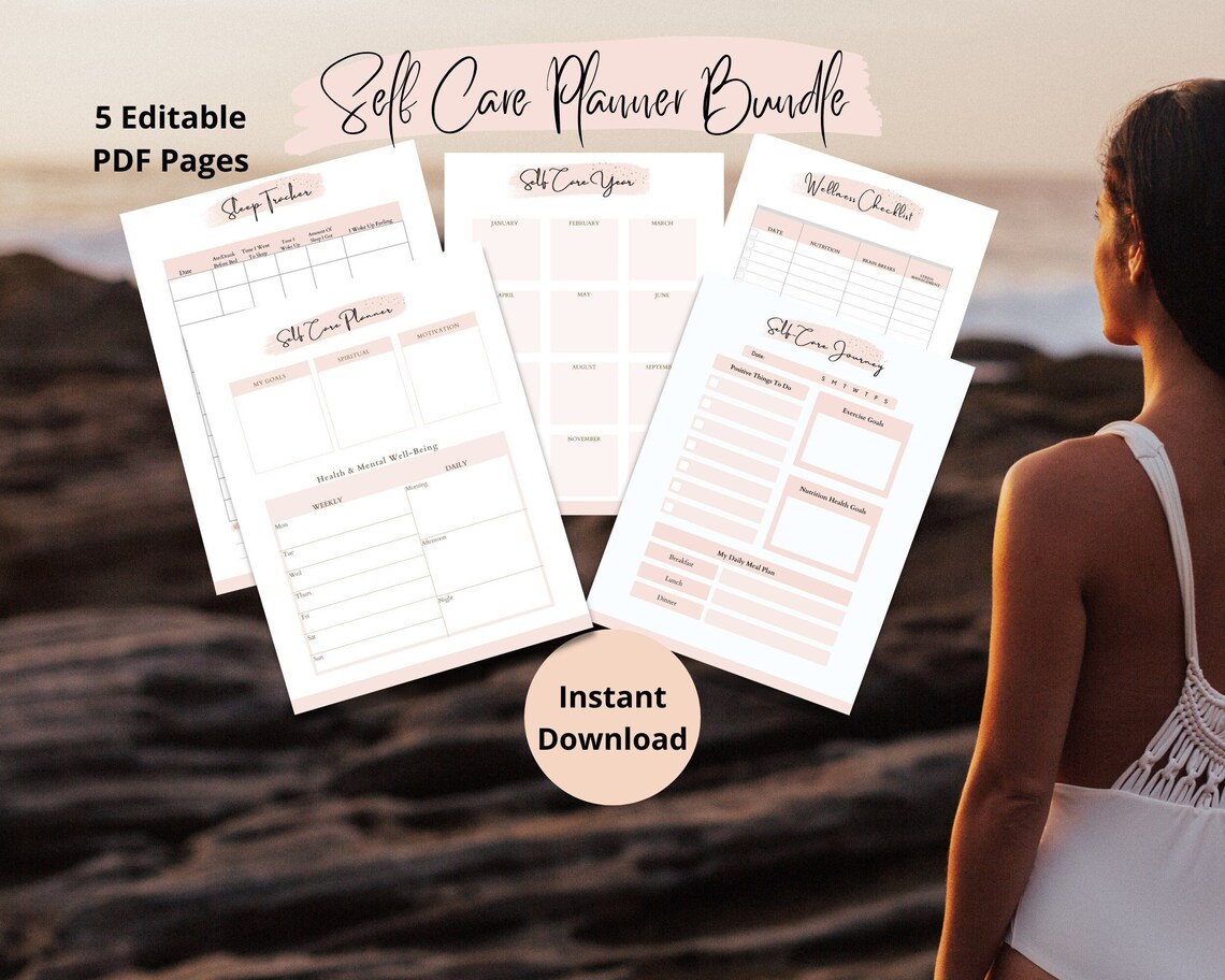 Self Care Planner Bundle,self Care Planner Worksheets, Editable Self ...