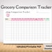 Grocery Comparison Tracker Grocery Store Comparison Tracker Planner ...