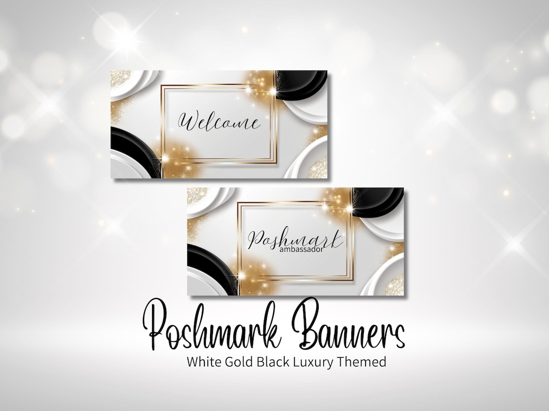 Poshmark Banner Sign White Black Gold Luxury Header Poshmark Seller ...
