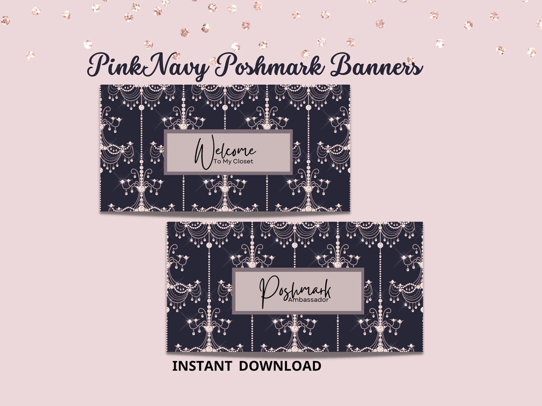 Poshmark Banner Sign Poshmark Pink Navy Header Poshmark Closet Banner ...