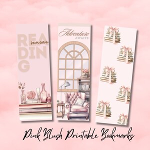 Pink Blush Printable Bookmark Set Gift for Book Lover Student Bookmark ...