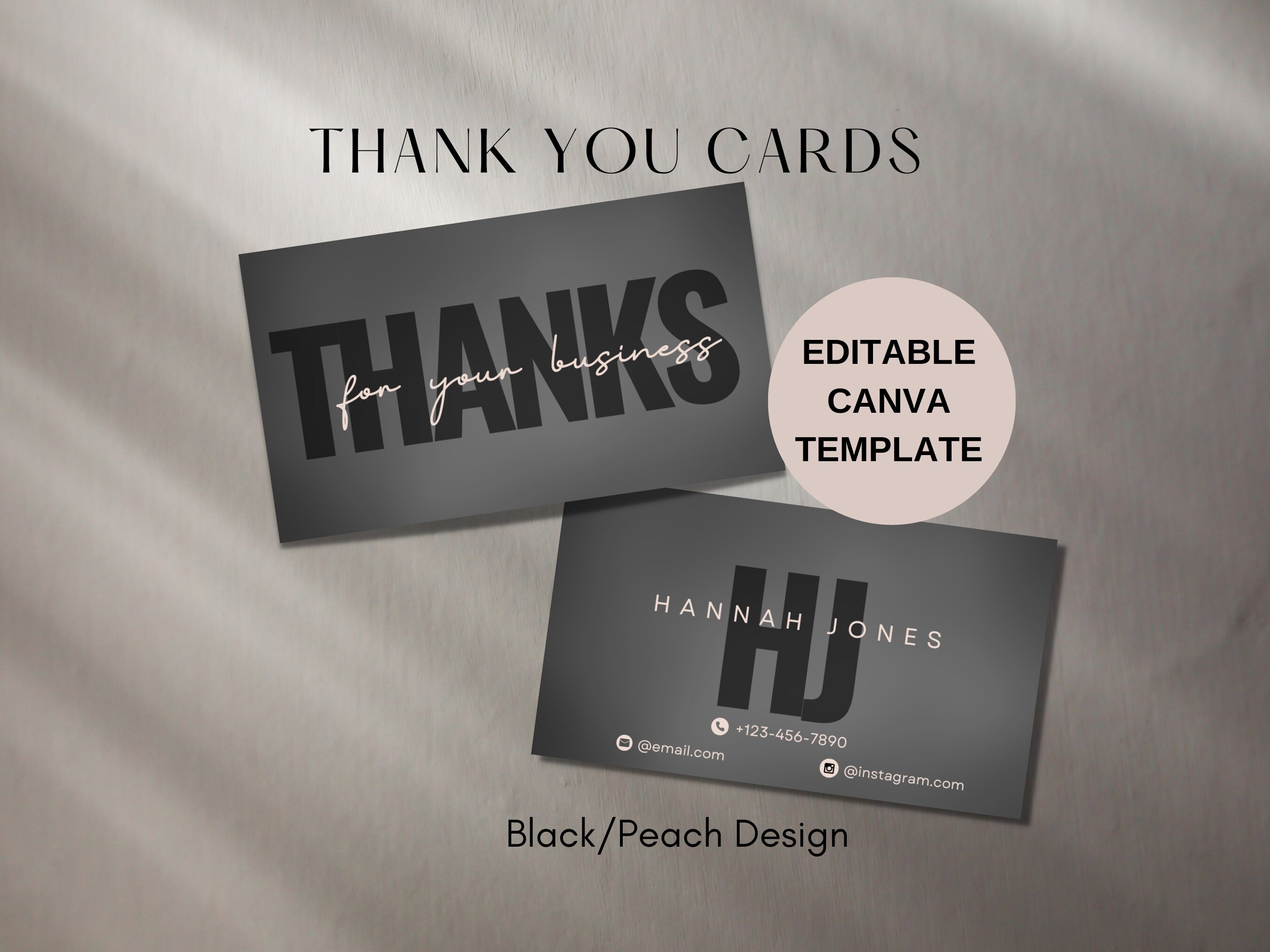 Editable Thank You Card Template Business Thank You Card Editable Canva ...