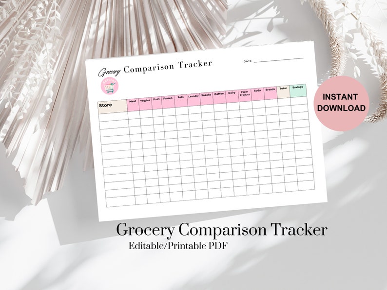 Grocery Comparison Tracker Grocery Store Comparison Tracker Planner ...