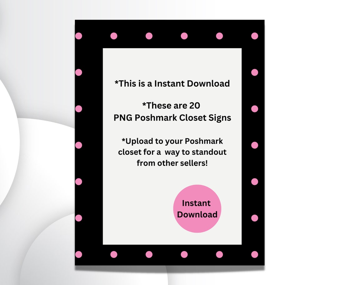 20 Poshmark Closet Signs Pink Dot Poshmark Closet Signs Posh - Etsy