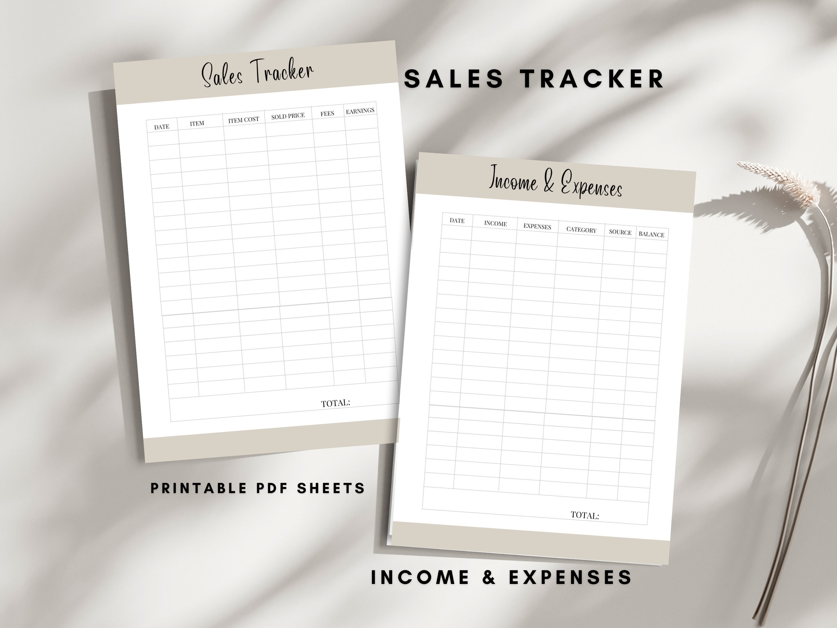 Income Expenses Tracker Minimalist Sales Tracker Financial Planner ...