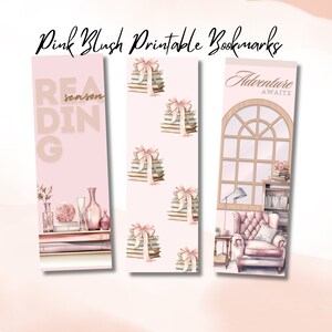 Pink Blush Printable Bookmark Set Gift for Book Lover Student Bookmark ...