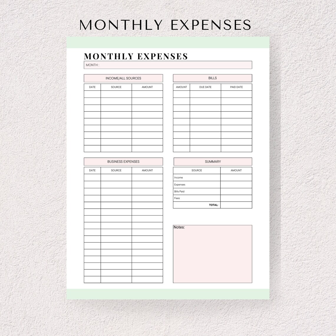 Small Business Expense Tracker Home Office Expense Tracker - Etsy