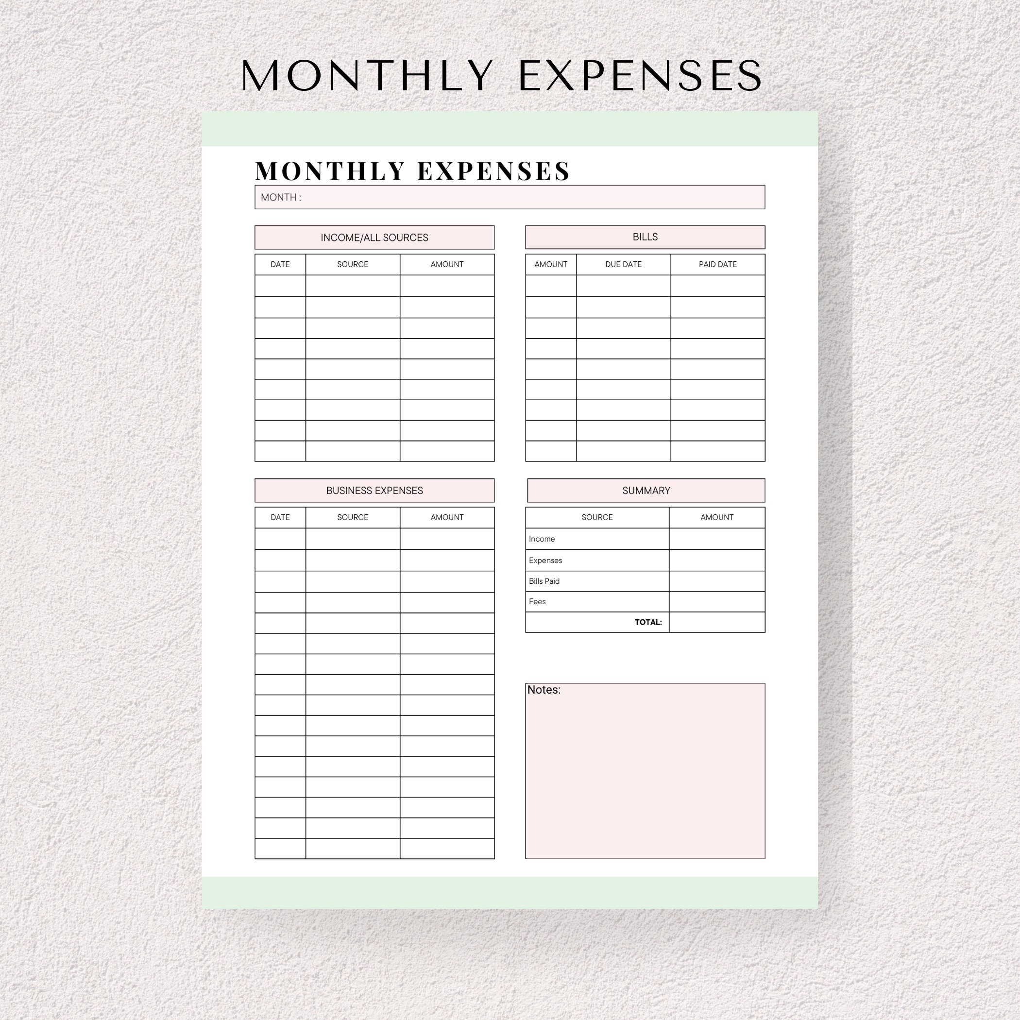 Small Business Expense Tracker Home Office Expense Tracker - Etsy