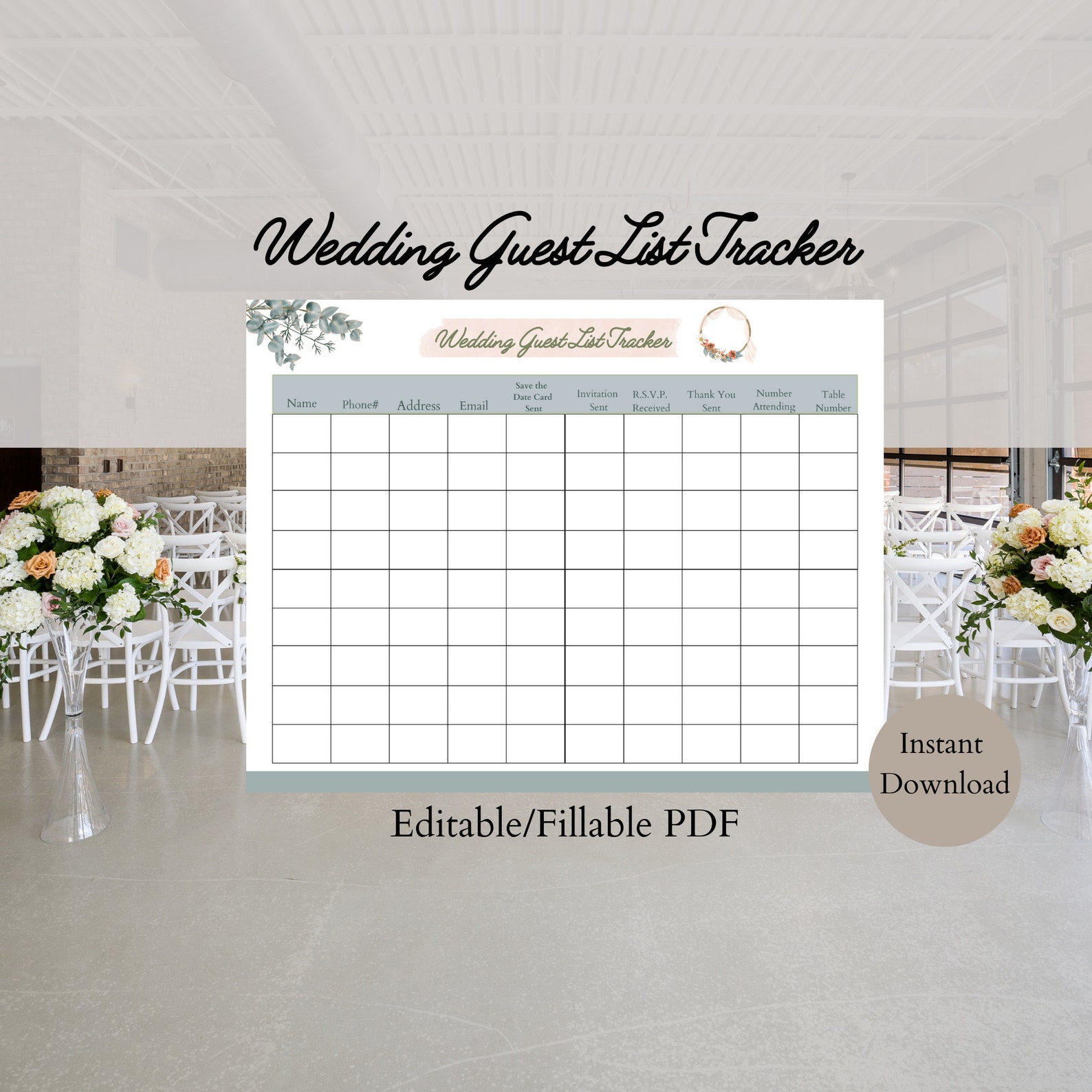 Wedding Guest List Tracker Wedding Guest List Planner Wedding List ...