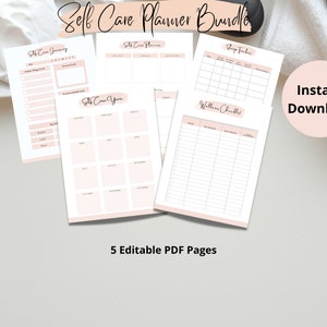 Self Care Planner Bundle,self Care Planner Worksheets, Editable Self ...