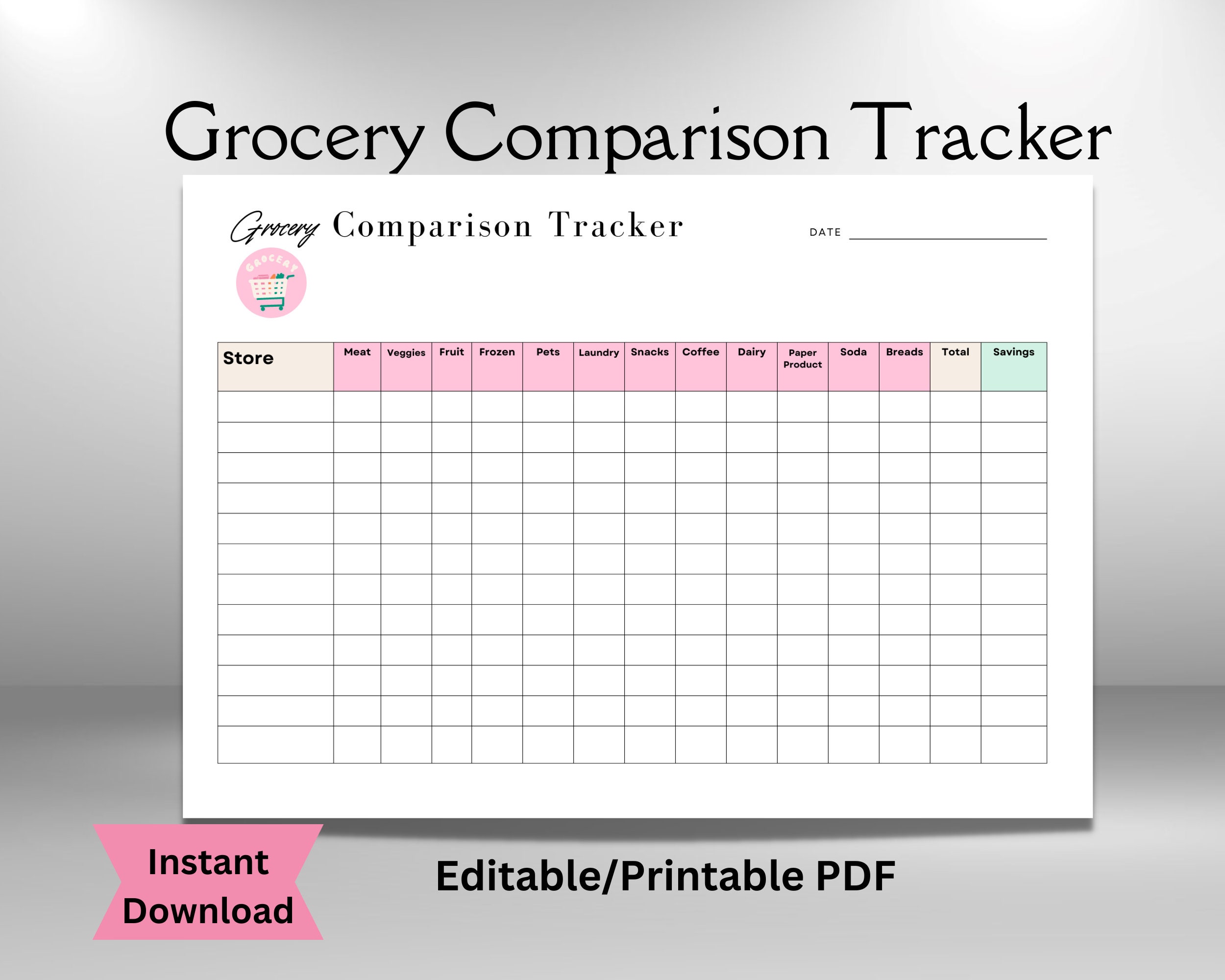 Grocery Comparison Tracker Grocery Store Shopping Tracker Planner ...