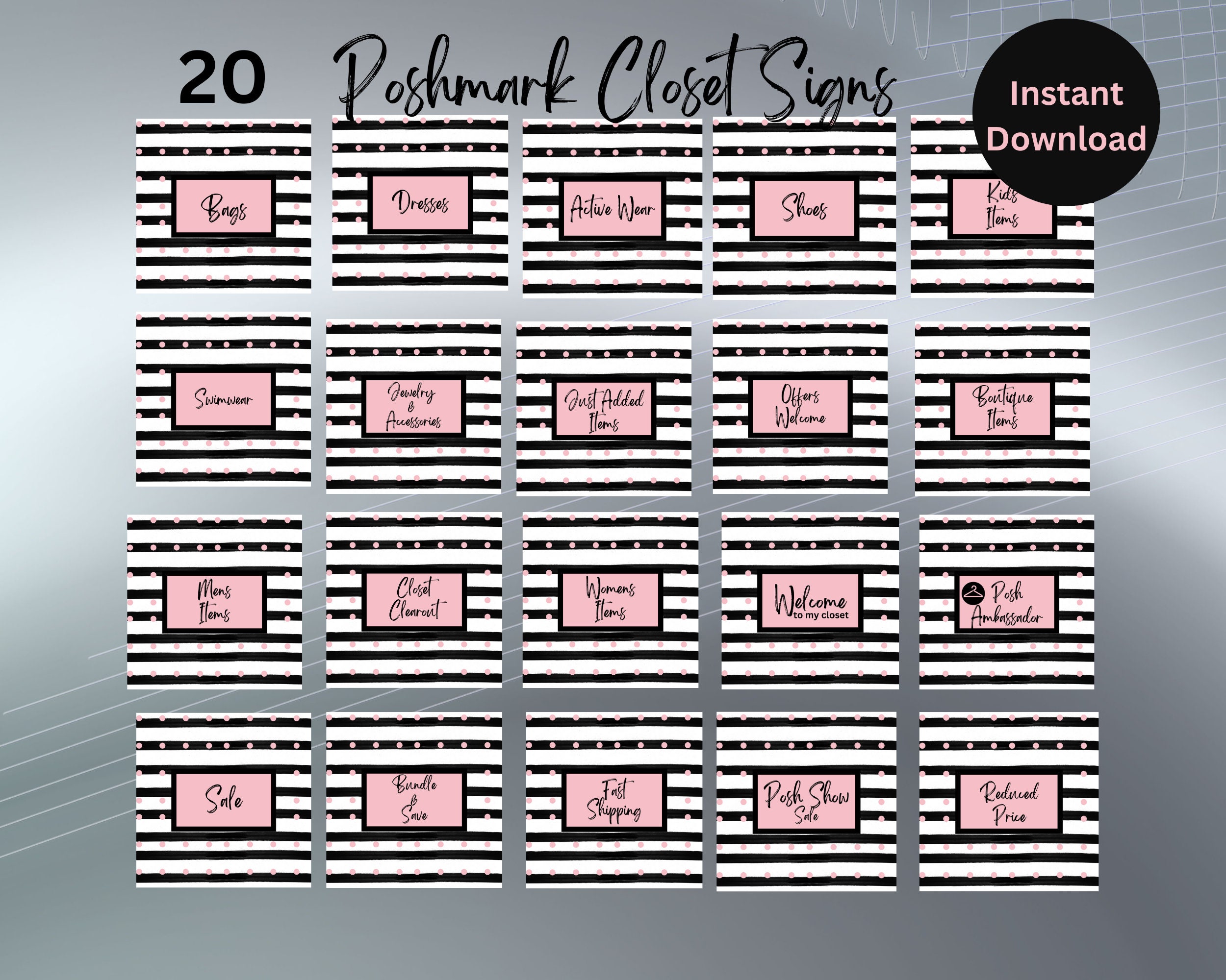 20 Poshmark Closet Signs Pink Dot Poshmark Closet Signs Posh Closet ...