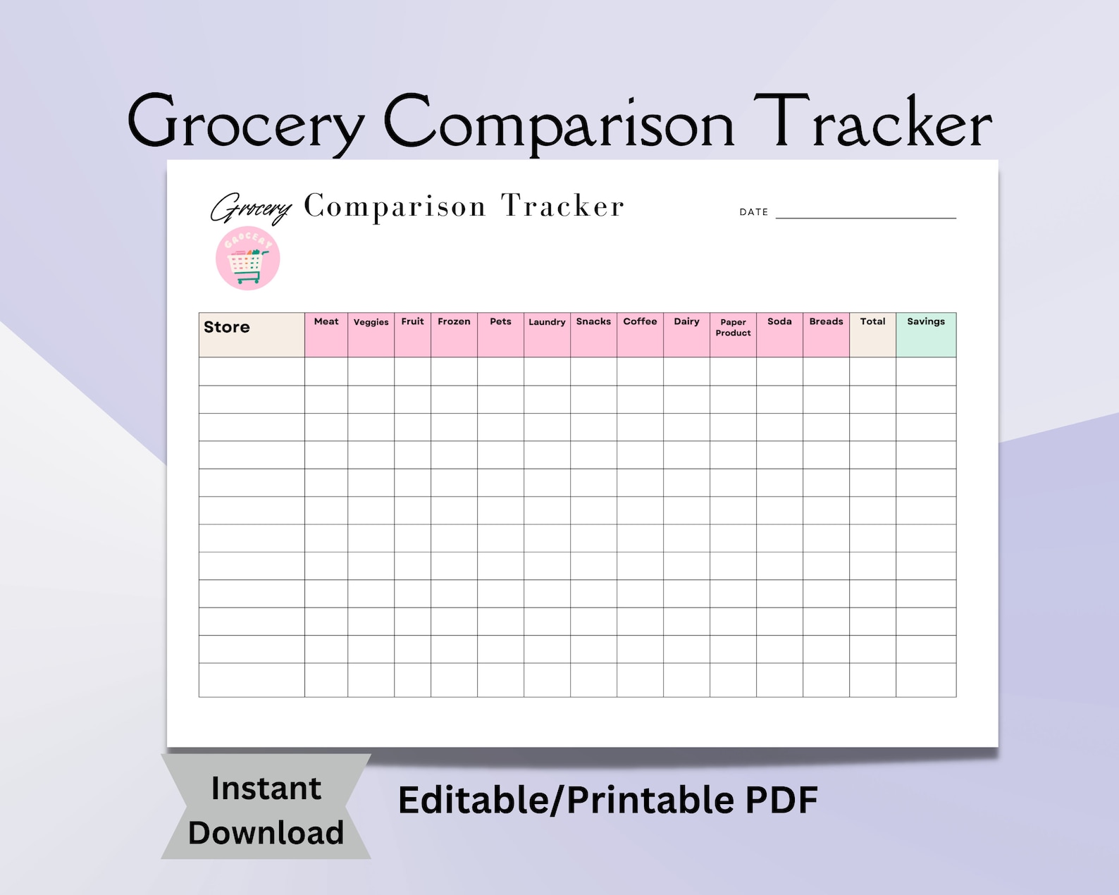 Grocery Comparison Tracker Grocery Store Comparison Tracker Planner ...