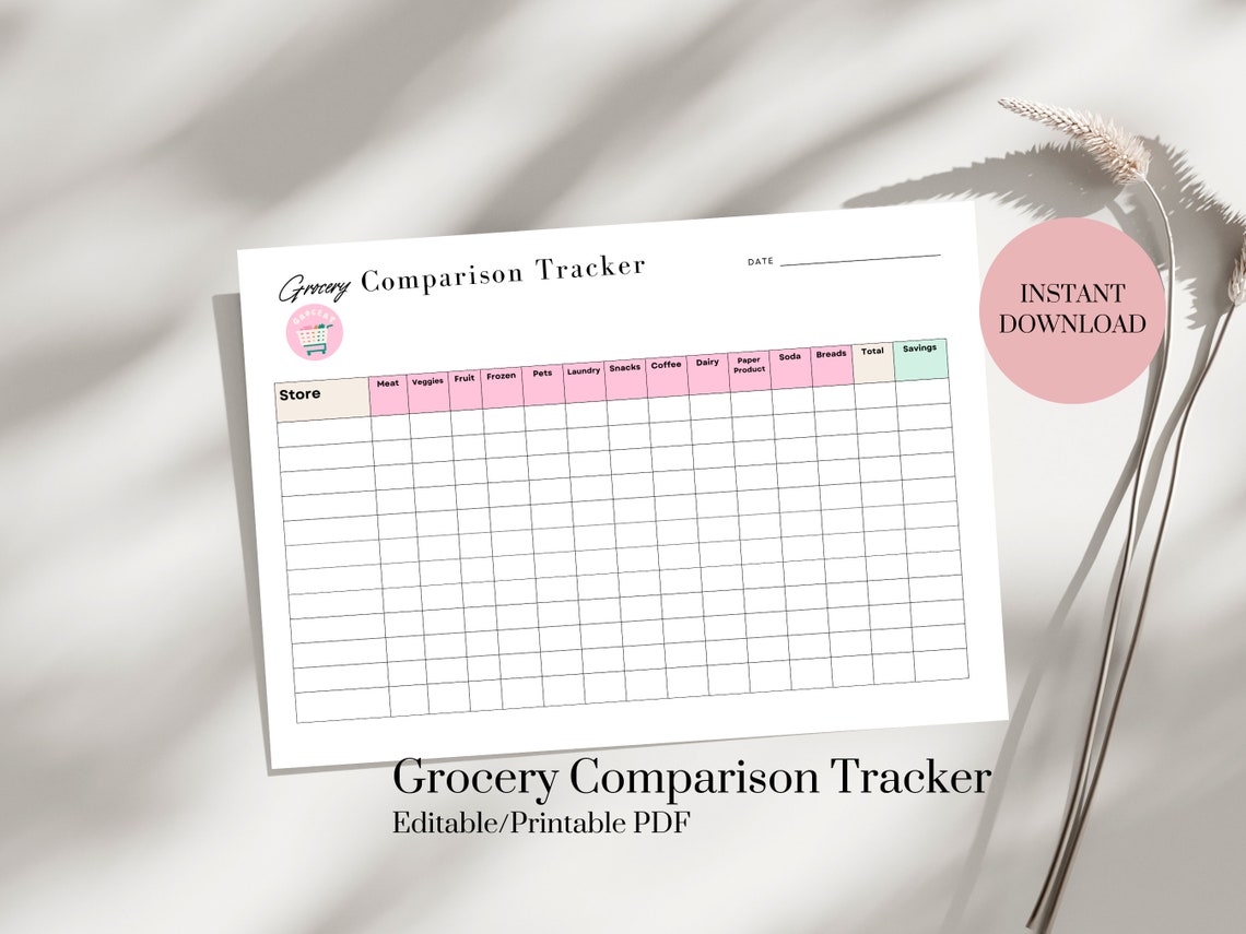 Grocery Comparison Tracker Grocery Store Comparison Tracker Planner ...