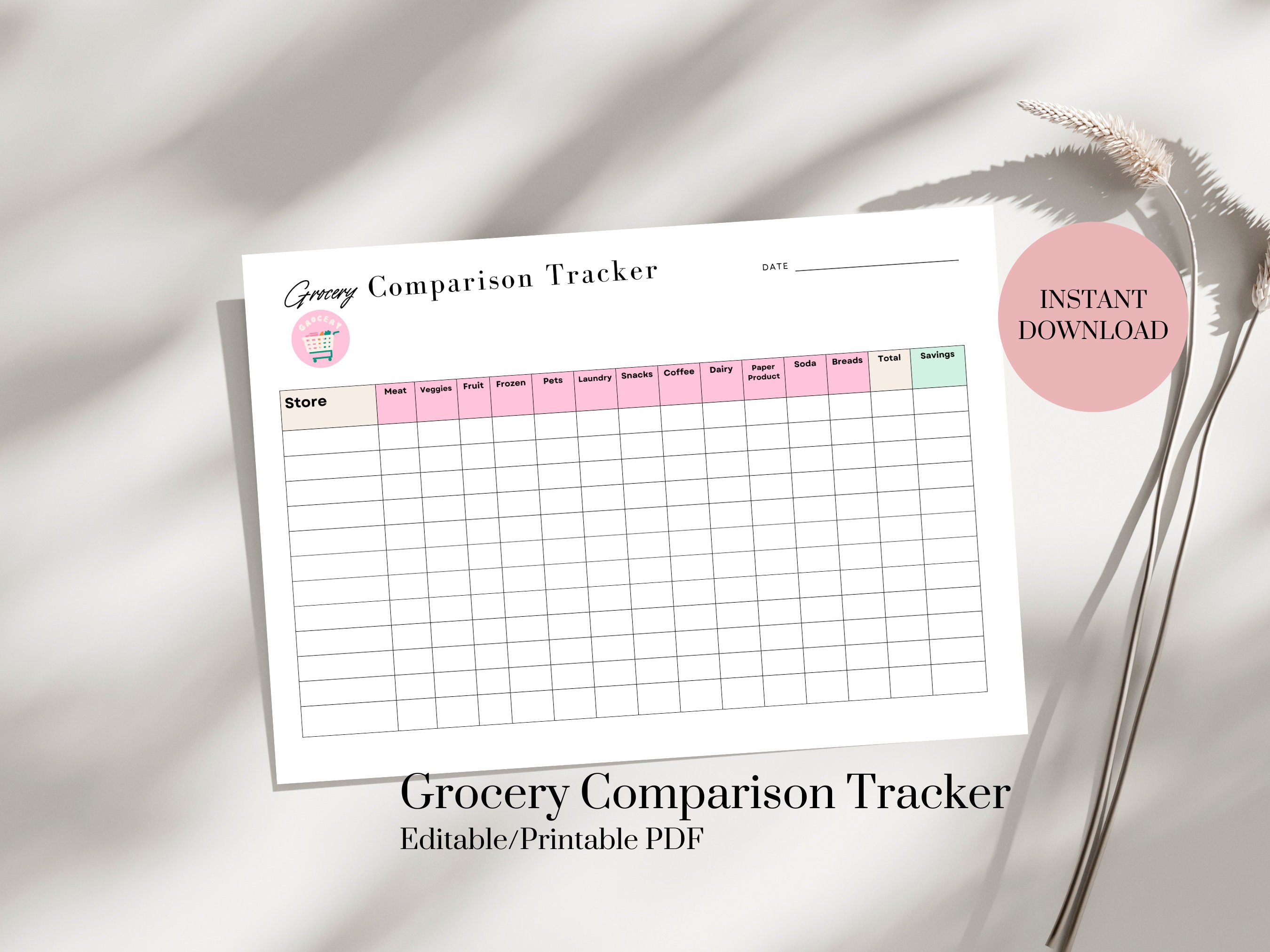Grocery Comparison Tracker Grocery Store Comparison Tracker Planner ...