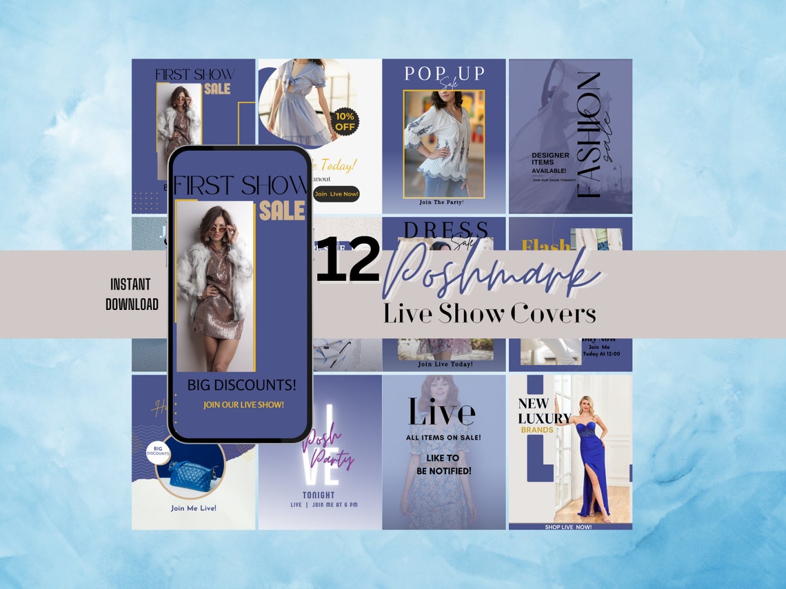 Poshmark Show Cover Images Navy Posh Show Covers Poshmark Live - Etsy