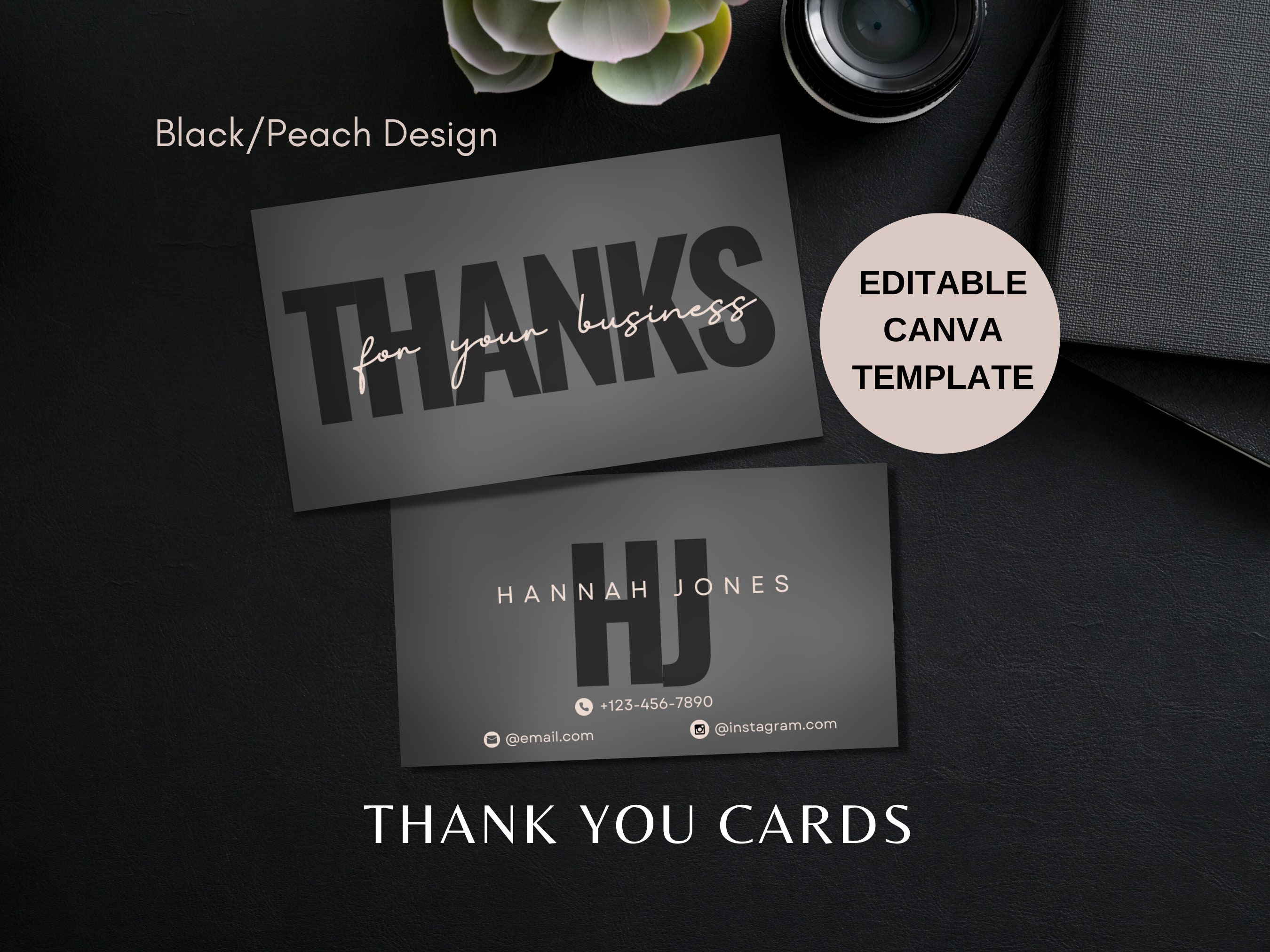 Editable Thank You Card Template Business Thank You Card Editable Canva ...