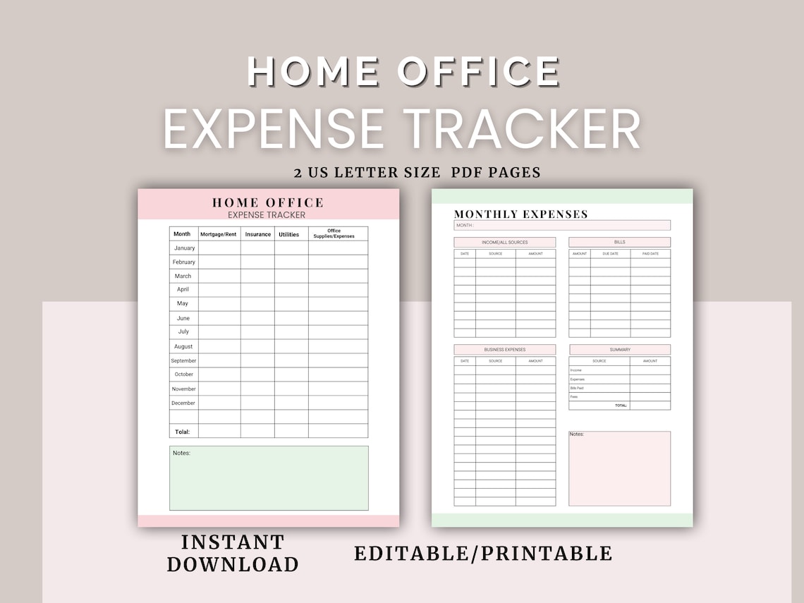 Small Business Expense Tracker Home Office Expense Tracker - Etsy
