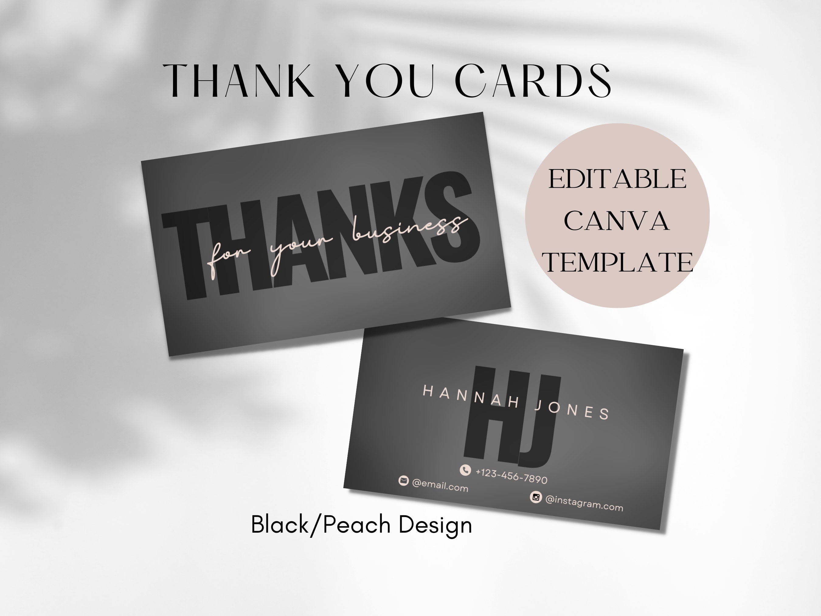 Editable Thank You Card Template Business Thank You Card Editable Canva ...