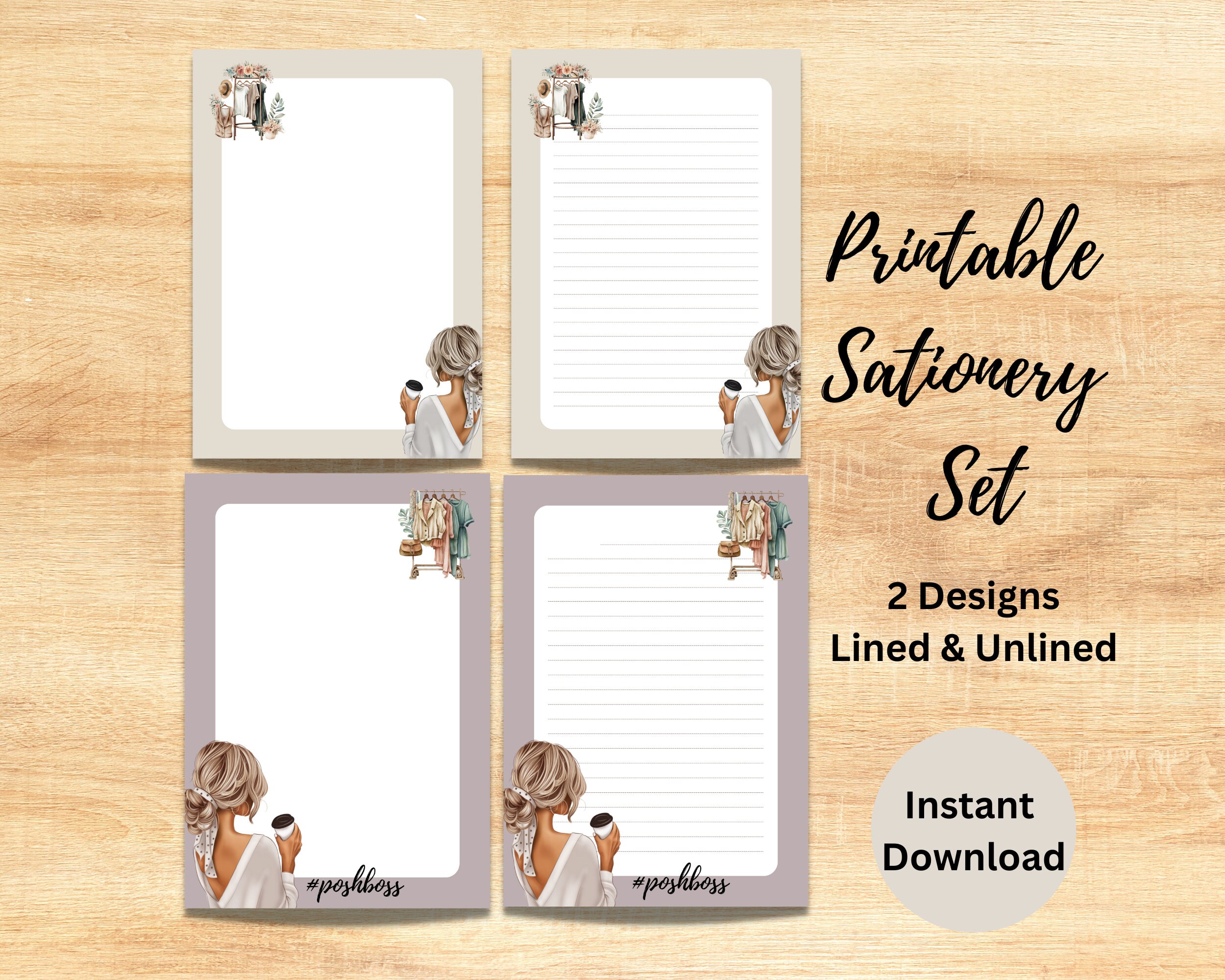 Printable Stationery Set Poshmark Seller Stationery Set Posh Boss Girl ...