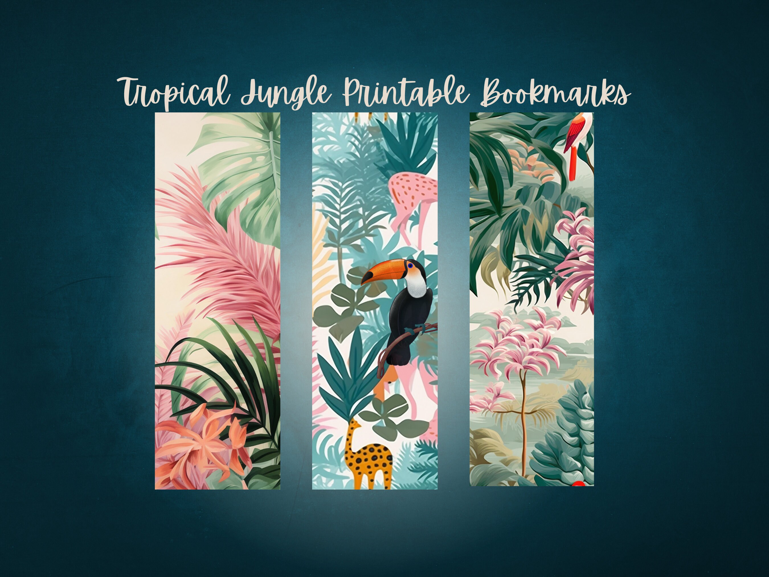Printable Bookmarks Tropical Jungle Printable PDF Bookmarks Reading ...