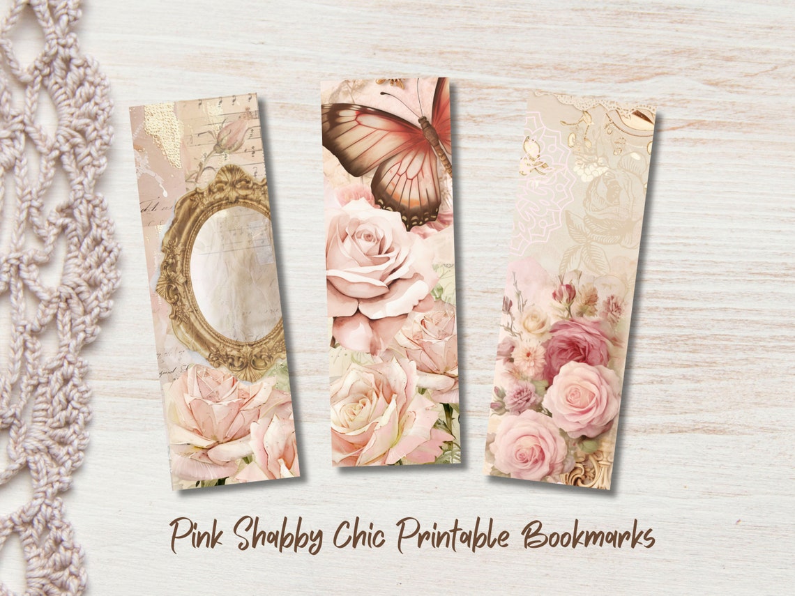 Pink Shabby Chic Vintage Printable Bookmark Gift for Book Lover Vintage ...