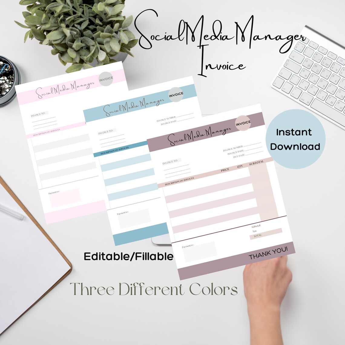 Social Media Manager Invoice Editable Invoice Form Social Media Manager ...