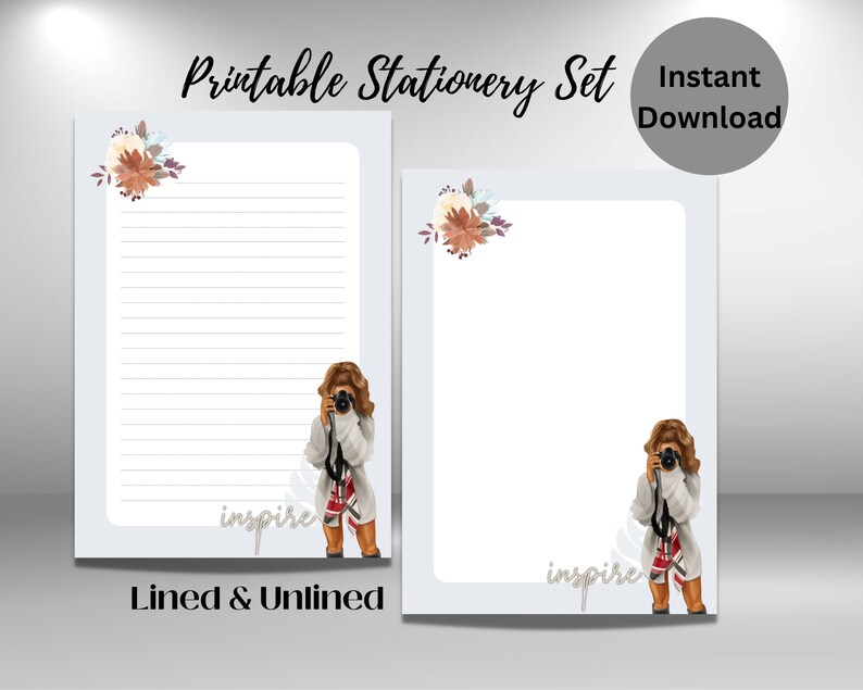 Printable Stationery Set Printable Boho Stationery Set Inspire Girl ...