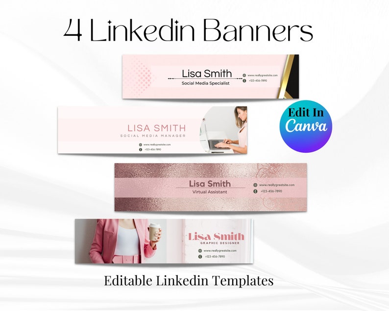 Linkedin Banner Template Pink Linkedin Banners Canva Template Editable ...