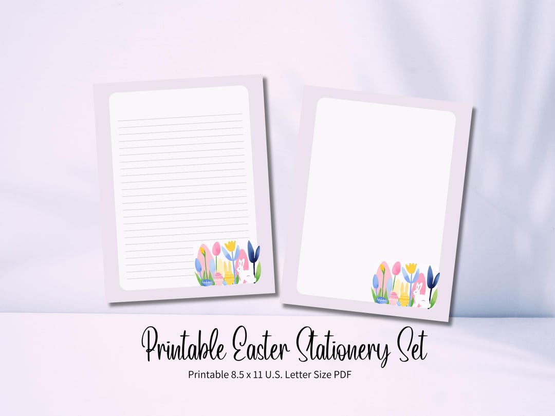 Easter Printable Stationery Set Printable Bunny Egg Pastel Stationery ...