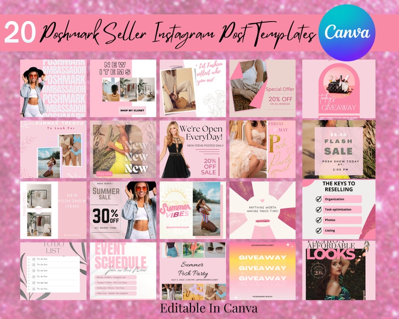 20 Poshmark Seller Instagram Post Templates Editable Canva Template ...
