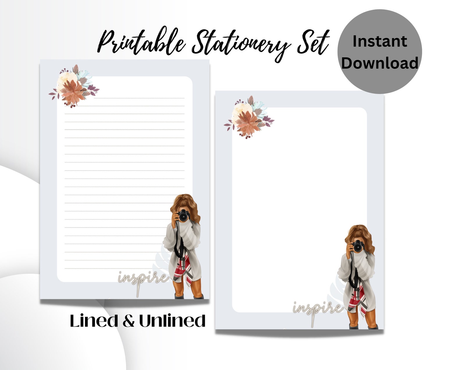 Printable Stationery Set Printable Boho Stationery Set Inspire Girl ...