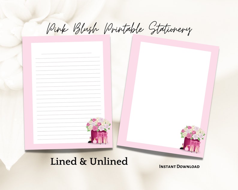 Pink Blush Fashion Printable Stationery Set Printable Lined - Etsy