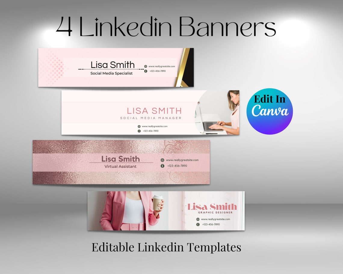 Linkedin Banner Template Pink Linkedin Banners Canva Template Editable ...