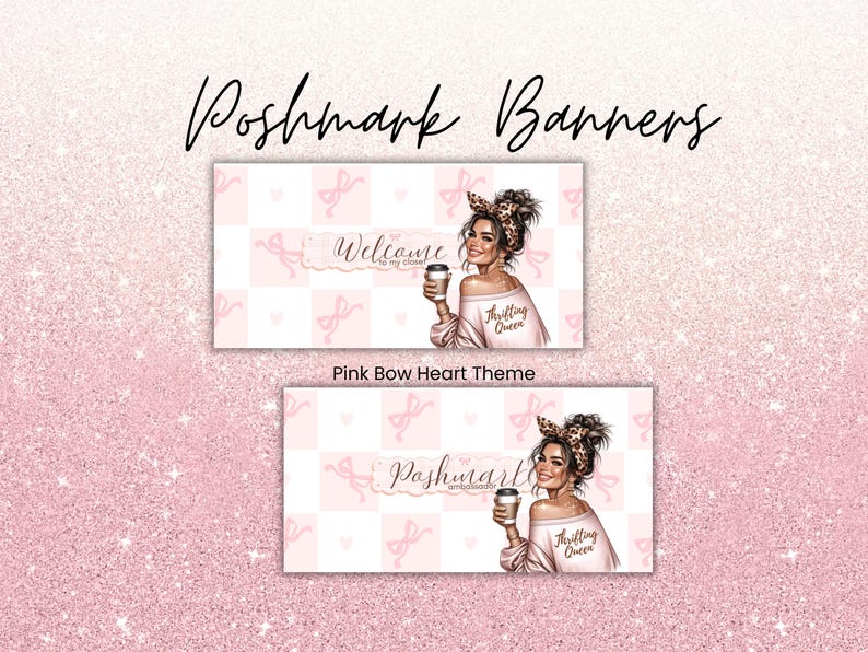Poshmark Banner Pink Bow Heart Girl Closet Header Poshmark Seller ...