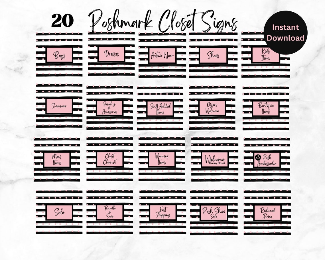 20 Poshmark Closet Signs Pink Dot Poshmark Closet Signs Posh - Etsy