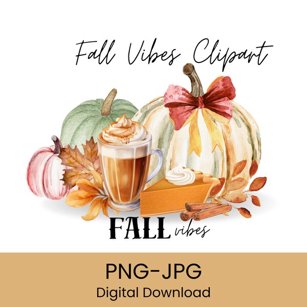 Pumpkin Fall Vibes Clipart Pumpkin PNG Autumn Pumpkin Clipart Digital ...