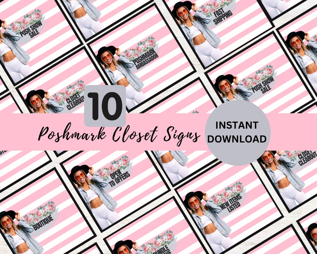 10 Poshmark Closet Signs Pink Stripe Poshmark Closet Sign Posh Closet ...