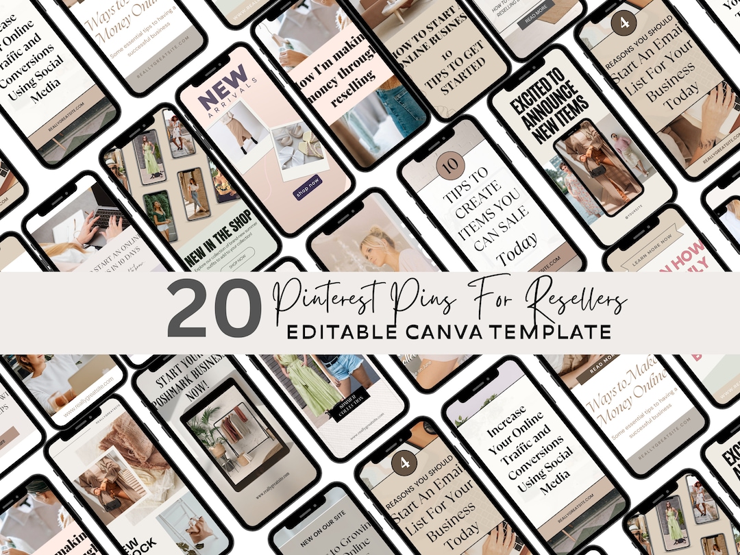 20 Poshmark Pinterest Pins Editable in Canva Neutral Pinterest Pins ...