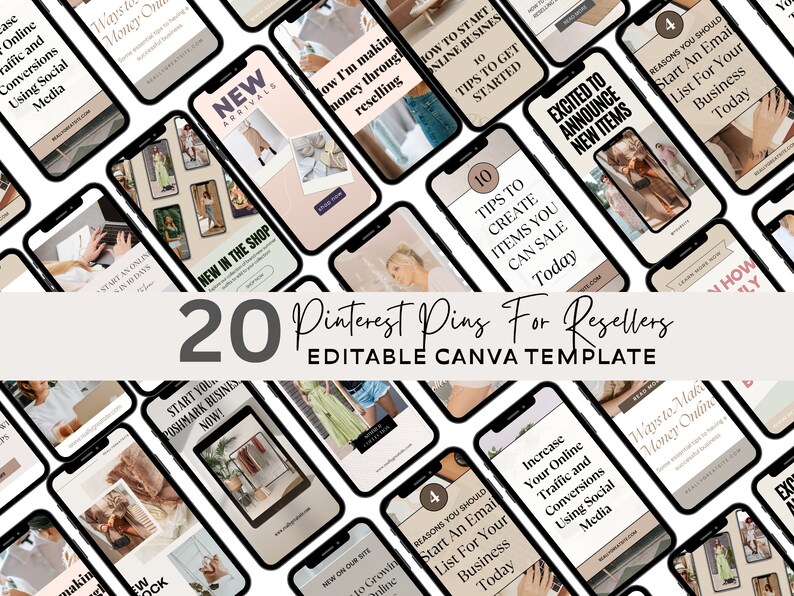 20 Poshmark Pinterest Pins Editable in Canva Neutral Pinterest Pins ...