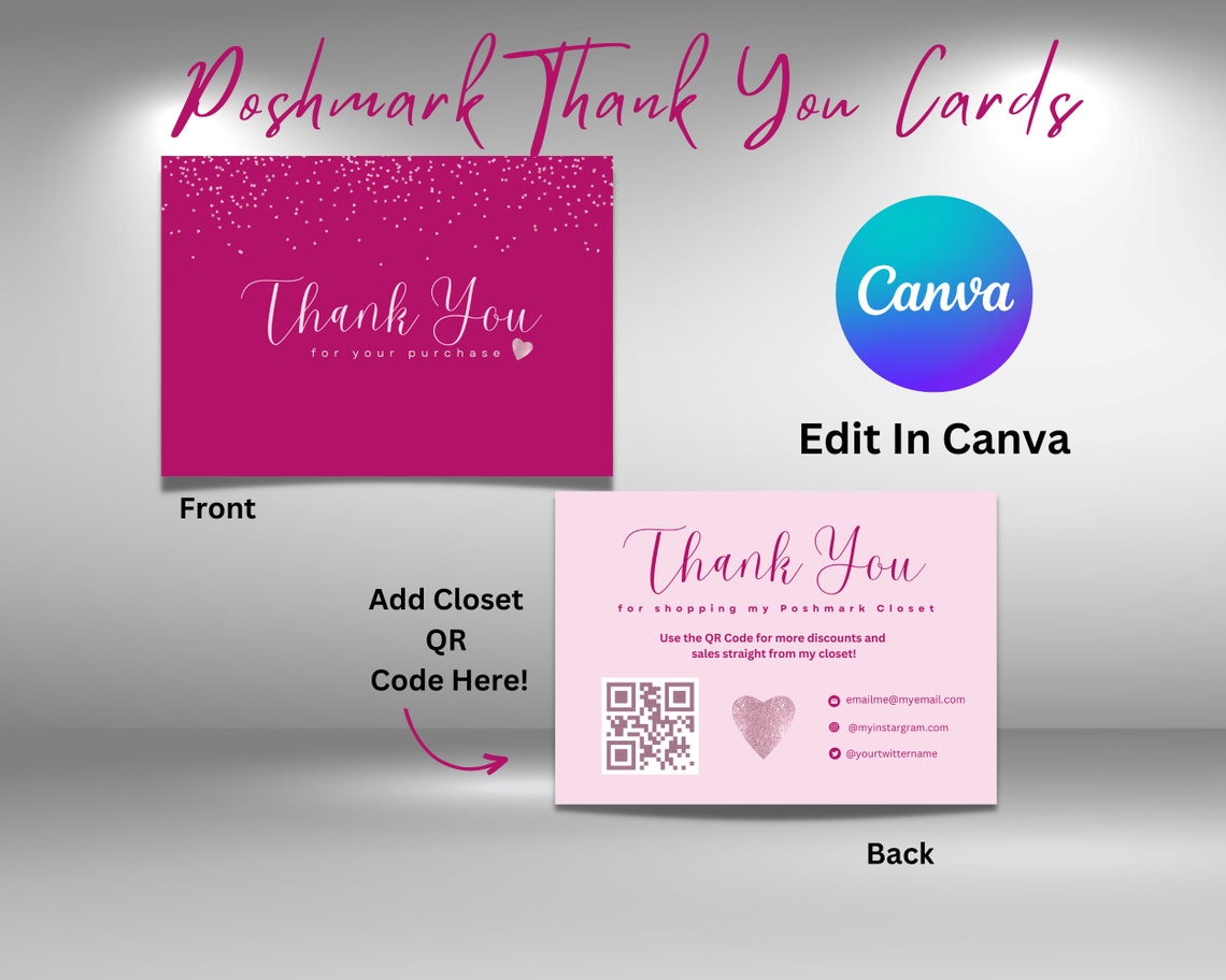Poshmark Thank You Cards Thank You Cards QR Code Editable Poshmark ...