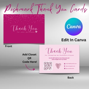 Poshmark Thank You Cards Thank You Cards QR Code Editable Poshmark ...