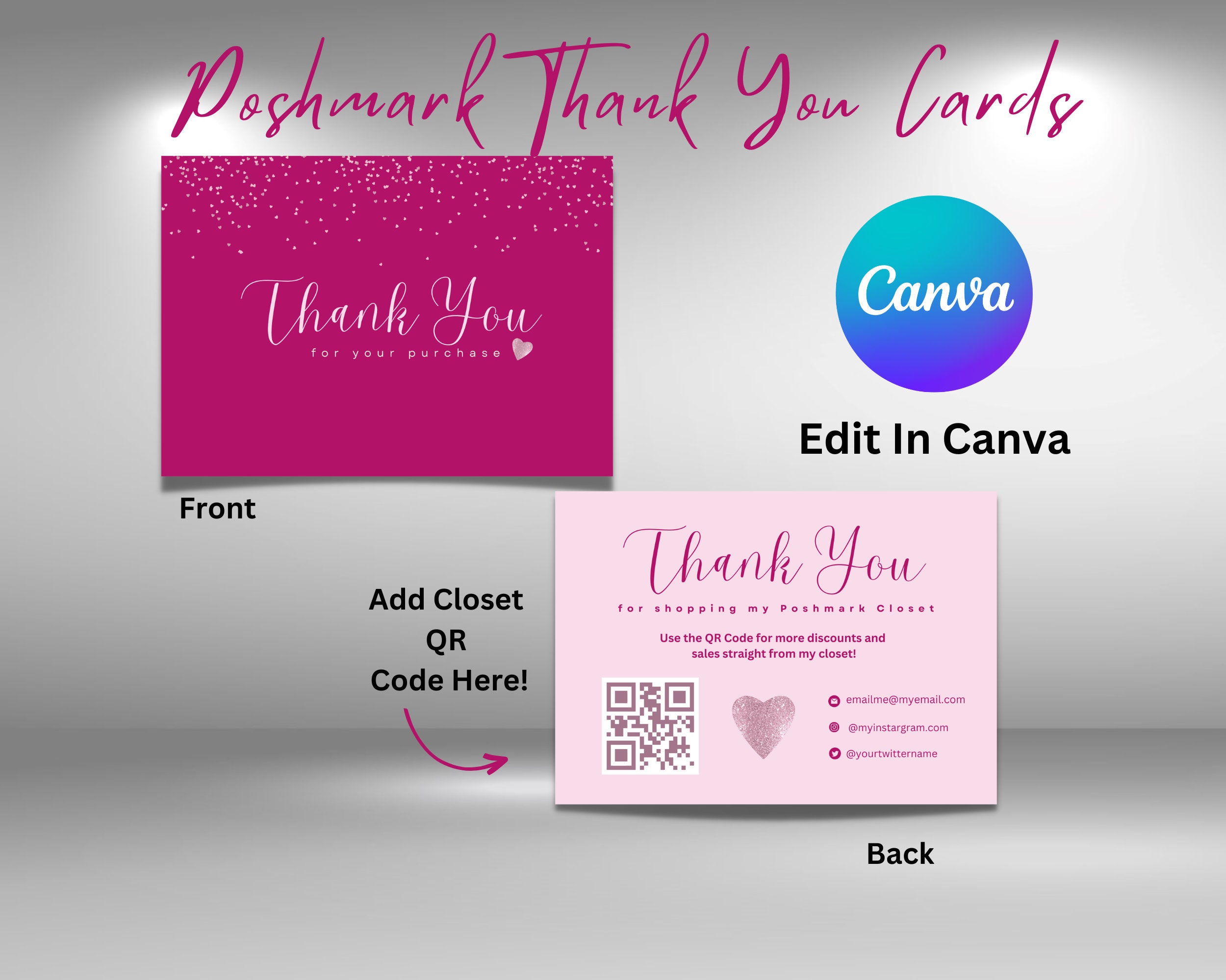 Poshmark Thank You Cards Thank You Cards QR Code Editable Poshmark ...