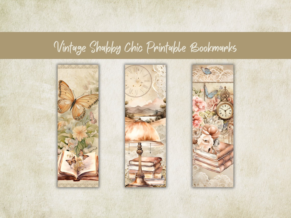 Shabby Chic Vintage Printable Bookmark Gift for Book Lover Vintage ...