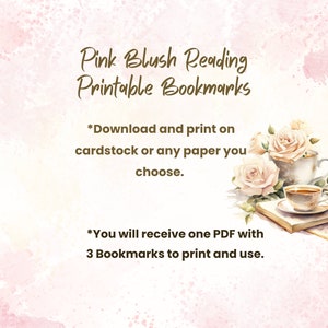 Pink Blush Printable Bookmark Set Gift for Book Lover Student Bookmark ...
