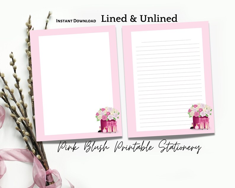 Pink Blush Fashion Printable Stationery Set Printable Lined - Etsy