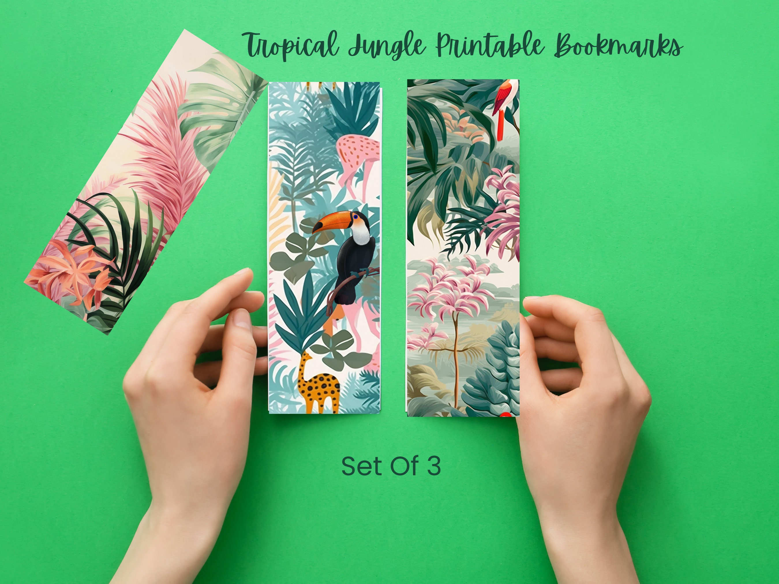 Printable Bookmarks Tropical Jungle Printable PDF Bookmarks Reading ...