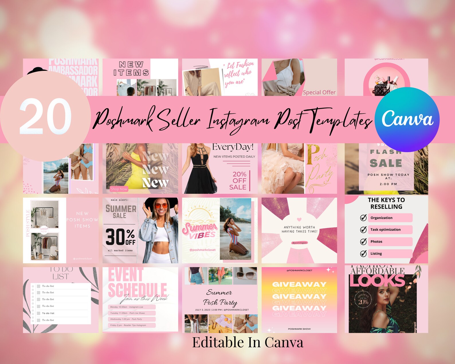 20 Poshmark Seller Instagram Post Templates Editable Canva Template ...