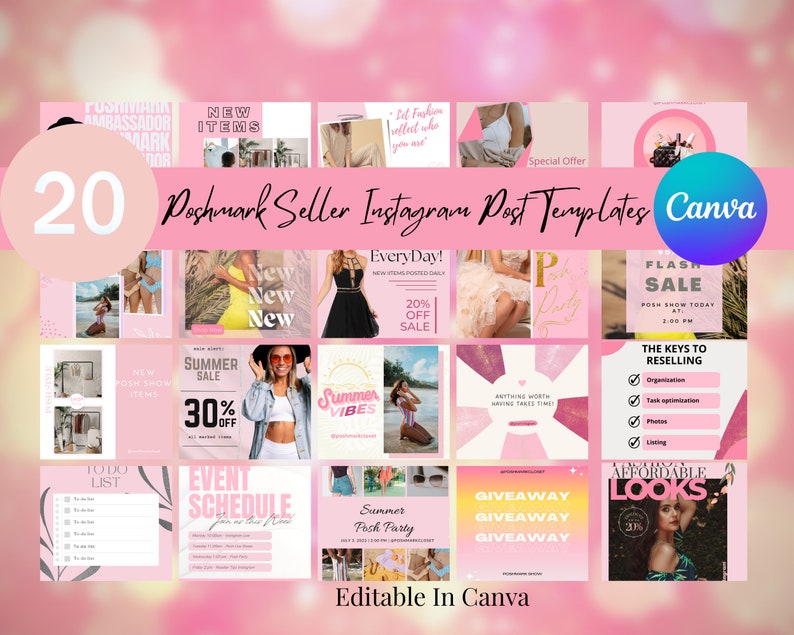 20 Poshmark Seller Instagram Post Templates Editable Canva Template ...